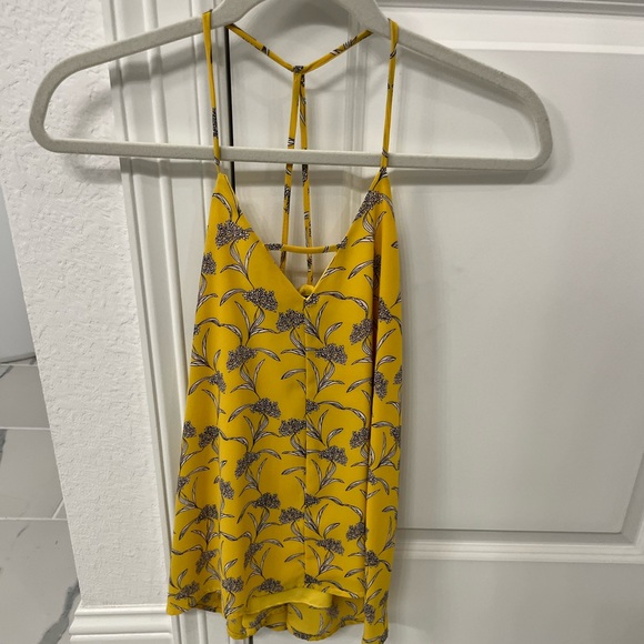 Tops | Floral Yellow Tank Top | Poshmark